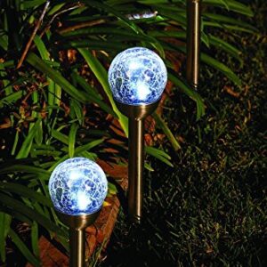 One Stop Gardens 3 Pc. Solar Glass Crackle Ball Pathway Light Set