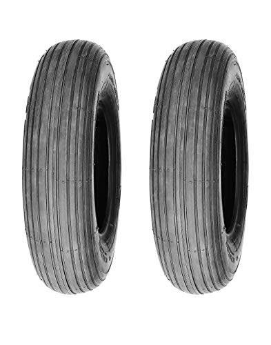 Deli Tire, Set of 2 Tires, 4.80/4.00-8 Rib Tread Tubeless 4 Ply Rating Wheelbarrow Tires