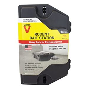 victor m901rb refillable rodent bait station, black