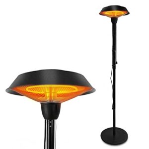 Fast Heating! - Indoor & Outdoor 1500W Electric Infrared Patio Heater, Waterproof & Tip-Over Protection, Perfect for Garden, Balcony, Garage, Backyard, and More! (EPH-BLK)