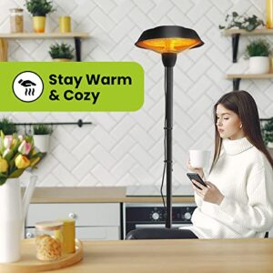 Fast Heating! - Indoor & Outdoor 1500W Electric Infrared Patio Heater, Waterproof & Tip-Over Protection, Perfect for Garden, Balcony, Garage, Backyard, and More! (EPH-BLK)