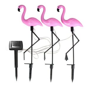 ausuky solar powered pink flamingo ornament garden outdoor light lawn landscape lamp (1 solar panel control 3 light)