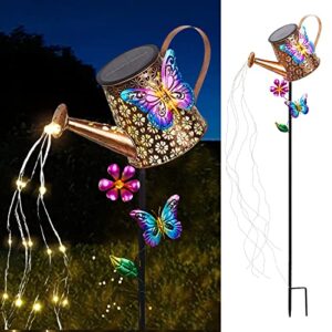 Solar Watering Can with Lights Outdoor Garden Decor,Waterproof LED Garden Stake Lights Decoration for Yard Lawn Patio Pathway Front Porch Landscape Gardening Gift for Mom Grandma Women Birthday Gifts