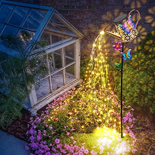 Solar Watering Can with Lights Outdoor Garden Decor,Waterproof LED Garden Stake Lights Decoration for Yard Lawn Patio Pathway Front Porch Landscape Gardening Gift for Mom Grandma Women Birthday Gifts