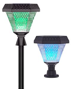 gefolly solar pathway lights outdoor, solar post lights ip66 waterproof with 13 color lighting modes, solar path lights, solar powered garden lights for yard, walkway, lawn decorative -2 pack