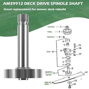 Sunluway Blade Spindle AM39912 Deck Drive Spindle Shaft for John Deere F510 F525 SRX75 SRX95 STX30 STX38 Lawn Mowers Garden Tractors Replaces AM39916, AM33098, AM30301, AM37999