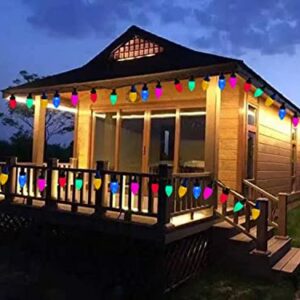 Outdoor Solar Christmas Lights C9 Strawberry String Lights, 31ft 50 LED Solar Garden Christmas Fairy Lights For Christmas Tree Backyard Window Railing Deck Camping Chicken Coop, Multicolor 8 Modes