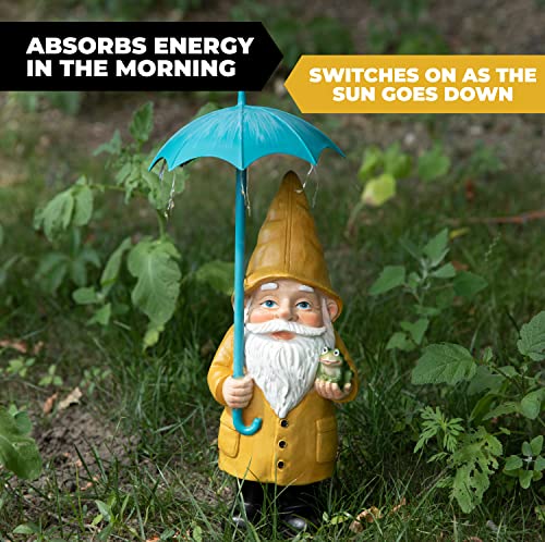 VP Home Rain Slicker Gnome Solar Powered LED Outdoor Decor Garden Light