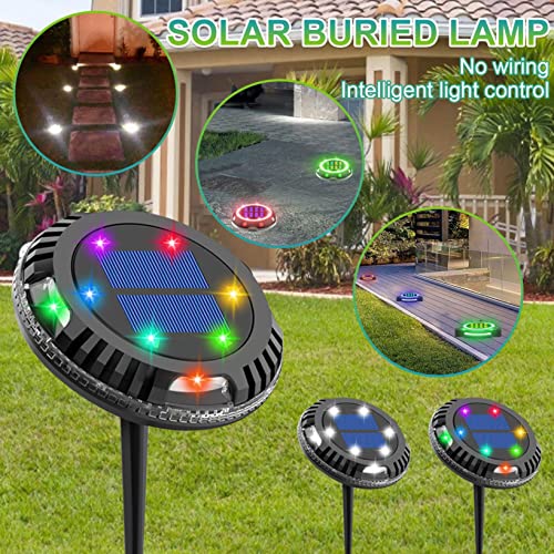 Led Solar Power Buried Light-Waterproof Under Ground Lamp Outdoor Way Garden Deckcolor,Easy to Install,Perfect Lights for Your Front Road, Garden (B Coloured Light)