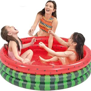 Inflatable Paddling Pool, 47" x 12" Kiddie Swimming Pool with Wide Sides, 3-Ring Watermelon Bathing Pool for Kids Splashing Fun Outside, Garden, Backyard Play