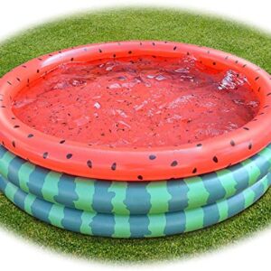 Inflatable Paddling Pool, 47" x 12" Kiddie Swimming Pool with Wide Sides, 3-Ring Watermelon Bathing Pool for Kids Splashing Fun Outside, Garden, Backyard Play