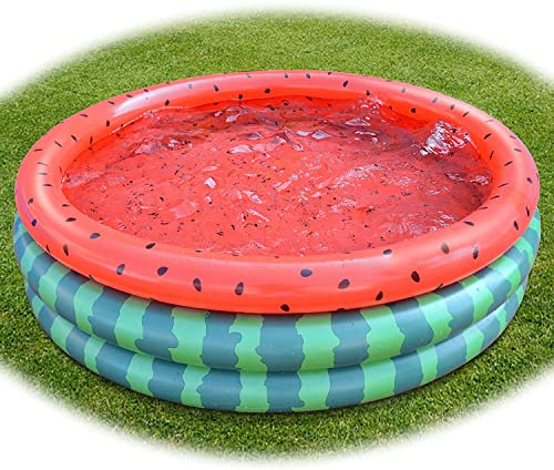 Inflatable Paddling Pool, 47" x 12" Kiddie Swimming Pool with Wide Sides, 3-Ring Watermelon Bathing Pool for Kids Splashing Fun Outside, Garden, Backyard Play