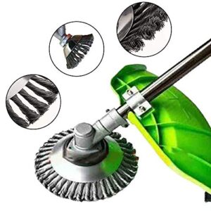 Steel Wire Brush Cutter Trimmer Head Replacement Garden Grass Weed Brush Cutting Head for Rust Removal,Paving Stone, Pavement Joints or Driveway (Adaptor Kits not Included) (8'')