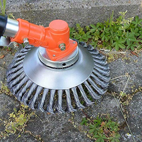 Steel Wire Brush Cutter Trimmer Head Replacement Garden Grass Weed Brush Cutting Head for Rust Removal,Paving Stone, Pavement Joints or Driveway (Adaptor Kits not Included) (8'')