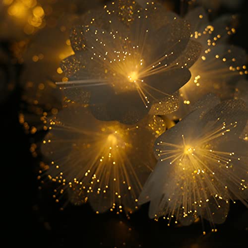 TIANSHENG Fiber Optic Flower String Light, 14ft 20 Led Flower Light Waterproof, Battery Powered Suitable for Bedroom, Christmas Tree, Garland, Wedding Party, New Year, Garden Romantic Decor-Warm Light