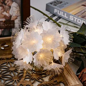 TIANSHENG Fiber Optic Flower String Light, 14ft 20 Led Flower Light Waterproof, Battery Powered Suitable for Bedroom, Christmas Tree, Garland, Wedding Party, New Year, Garden Romantic Decor-Warm Light