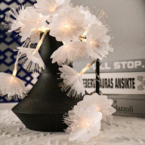 TIANSHENG Fiber Optic Flower String Light, 14ft 20 Led Flower Light Waterproof, Battery Powered Suitable for Bedroom, Christmas Tree, Garland, Wedding Party, New Year, Garden Romantic Decor-Warm Light