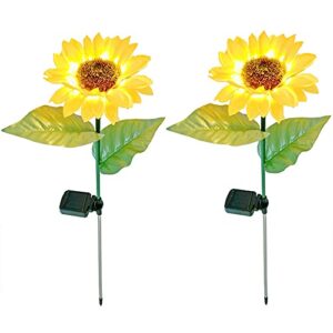 solar lights outdoor waterproof led lights artificial flowers landscape lights for patio party decorations yard garden décor (sunflower)