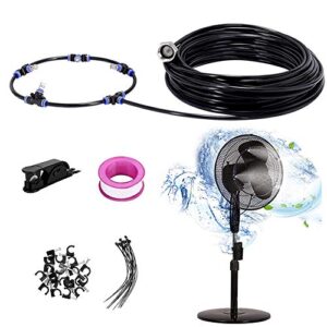 fan misting kit, outdoor fan misting cooling system with 19.68 ft misting line outdoor fan misters for cooling patio garden greenhouse breeze (fan not included)