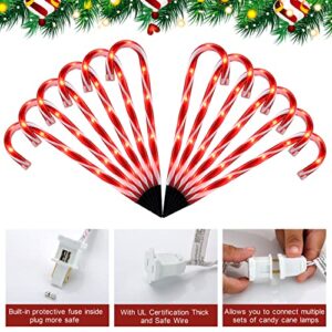 16'' Christmas Candy Cane Lights Outdoor Pathway, Set of 12 Christmas Candy Cane Markers Waterproof, Light Up Xmas Candy Cane Decoration with Stakes for Patio, Garden, Walkway