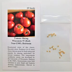 David's Garden Seeds Tomato Slicing Indeterminate Wisconsin (Red) 25 Non-GMO, Heirloom Seeds