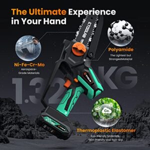 ETOOLAB [Ultimate Safety] Mini Chainsaw Set, 580W Easy Cutting Power, Patent Chain Design, Electric Cordless Handheld Chain Saw [Include 2 Lithium Batteries, 2 Exclusive Chains to Replace]