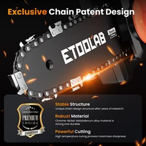 ETOOLAB [Ultimate Safety] Mini Chainsaw Set, 580W Easy Cutting Power, Patent Chain Design, Electric Cordless Handheld Chain Saw [Include 2 Lithium Batteries, 2 Exclusive Chains to Replace]