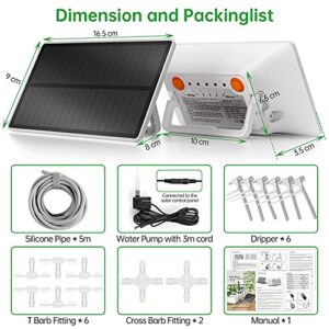 Solar Power Rechargeable Drip Irrigation Kit,Automatic Self-watering Plant Watering System with Timer,Easy DIY Vacation Self Watering Device for Indoor&Outdoor Potted Plant(15~270 Days Duration,White) (White)