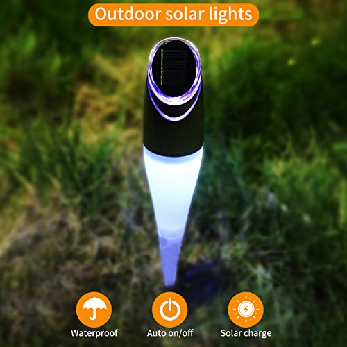 Solar Outdoor Walkway Lights 4 Pack, Bright LED Powered Garden Lights Waterproof for Pathway Driveway Garden Yard Landscape (White & Color Changing Solar Lights)