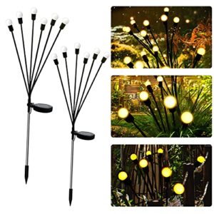 vibera solar garden lights 6 led firefly lights solar outdoor waterproof solar powered outdoor lights decorative for garden swaying solar garden lights decorative for pathway patio yard（2pack）