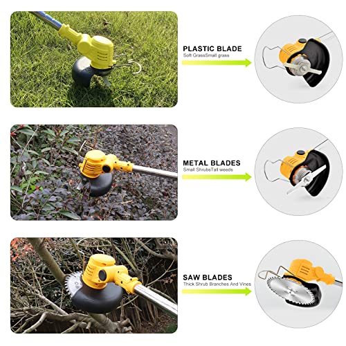 Electric Weed Wacker String Trimmer, 3 in 1 Cordless Weed Eater Lawn Grass Edger with 2 Batteries & 1 Quick Charger for Garden and Yard (Yellow-1)