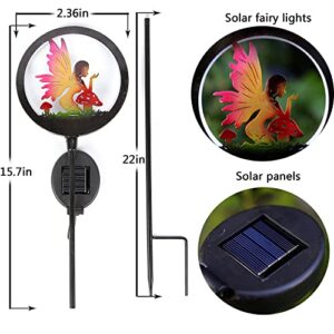 EDOF 2 Pack Fairy Solar Light Garden Decor, Fairy Decorative Garden LED Stake Lights for Walkway Yard Lawn Patio Garden Courtyard Waterproof Outdoor Decorative