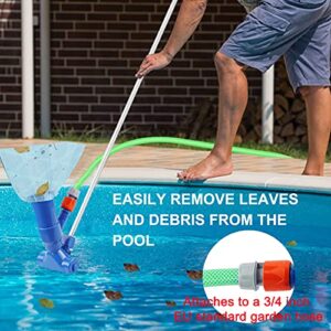 Andmax Pool Jet Vacuum Cleaner, Handheld Pool Leaf Vacuum with 5-Section Pole and Filter Bag, Pool Vacuum Brush, Ideal for Above Ground Pool Spa Pond Hot Tub & Fountains (No Garden Hose Included)