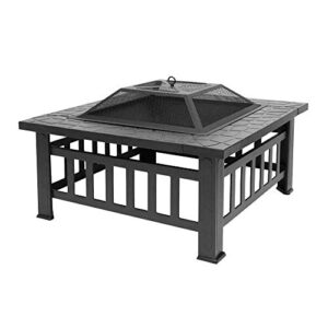 fireplace, 32″ fire pit bbq square table backyard patio garden stove wood burning