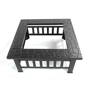 Fireplace, 32" Fire Pit BBQ Square Table Backyard Patio Garden Stove Wood Burning