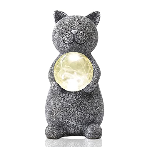 LNPNRENG Adorable Figurines, Gifts, Cute Kittens (Hedgehogs) Bring Light to Your Home and Garden with Glowing Balls. for Patio, Garden, Deck, Path Decoration (cat)