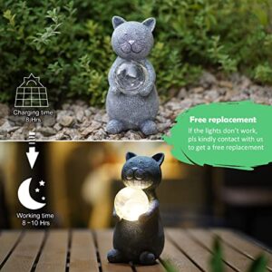 LNPNRENG Adorable Figurines, Gifts, Cute Kittens (Hedgehogs) Bring Light to Your Home and Garden with Glowing Balls. for Patio, Garden, Deck, Path Decoration (cat)