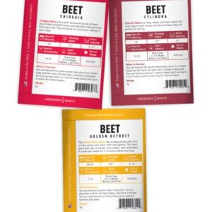 Beet Seeds for Planting Home Garden - 5 Variety Pack Detroit Dark Red, Golden Detroit, Early Wonder, Cylindria and Chioggia Great for Spring, Summer, Fall, Heirloom Veggie Seeds by Gardeners Basics