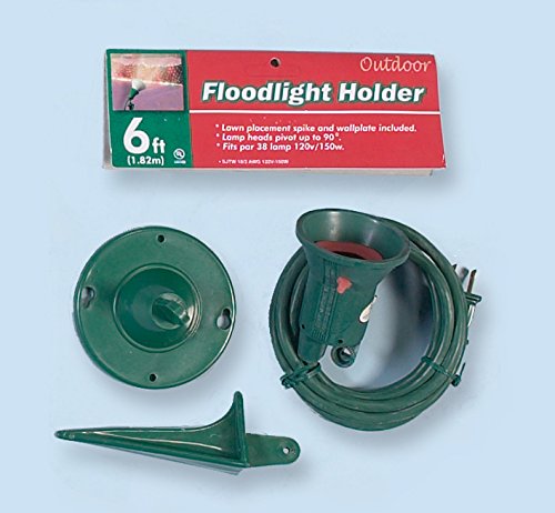 Dobar 6 Ft Outdoor Flood Light Holder with Ground Stake & Wall Mount - 120V - UL Listed