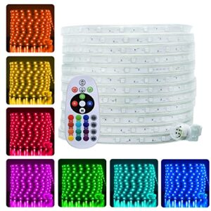 led rope lights outdoor waterproof, 120ft rgb waterproof outdoor led strip light dimmable color changing remote controller camper lights,connectable decorative outdoor rope lights garden pool party