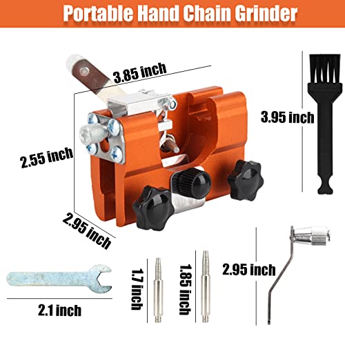 WuKXLinLL Chainsaw Sharpener,Hand-Cranked Chainsaw Chain Sharpening Jig Kit,with 3 Grinding Rod and Cleaning Brush,Small Wrench, for 14"-20" Chain Saws and Electric Saws,for Lumberjack,Garden Worker