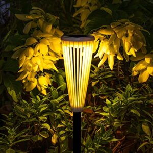 domidar 6 pack solar outdoor lights,solar landscape garden powered pathway lights warm/white switch auto on/off waterproof led path lighting for garden walkway yard driveway patio lawn backyard decor…