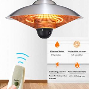 ZJDU Patio Heater - Electric Hanging Ceiling Patio Heater, Indoor/Outdoor Heater,Waterproof IP44 Rated,with Remote Control for Outdoor Garden Parasol Ceiling Patio Heater,35×58cm