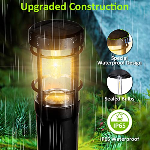 HAARAY Solar Pathway Lights Outdoor Waterproof, Solar Powered Landscape Path Lights with 2 Brightness Modes, Auto On/Off Solar Garden Lights for Yard, Lawn, Walkway, Driveway, Warm White, 4 Pack