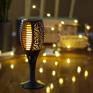 zkee Solar Torch Light with Flickering Flame,Fire Effect Lantern,Dancing Flame,Solar Garden Light, Dust to Dawn,Outdoor Waterproof Garden Decoration, Solar Powered Stick Light (Set of 6)