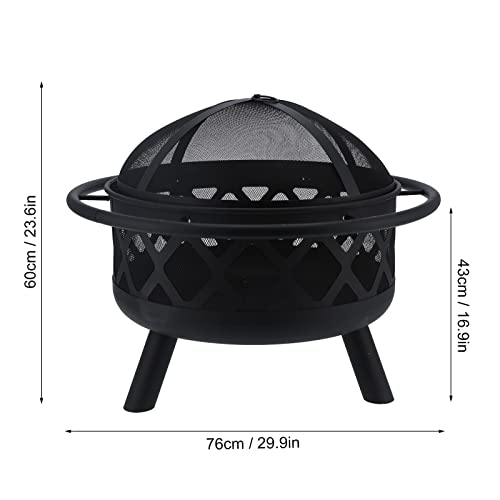 LDCHNH Round Wrought Iron Fire Pit Wood Burning Fire Pit Fireplace for Outdoor Patio Backyard Firepit