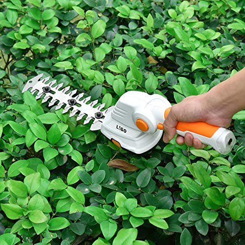 LIGO 7.2V Hedge Trimmer Battery Powered, Lightweight Cordless Trimmers, 2 in 1 1500mAh Multi-Perspective Adjusted Electric Grass Shears for Garden Ar.N KX7.2VG001(Grass Shear)