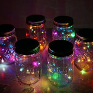 Decorman Solar Mason Jar Lid Lights, 6 Pack 10 LED Waterproof String Fairy Star Firefly Jar Lids Lights for Patio Garden Yard Lawn Party Wedding Christmas Decoration(Jars & Hangers Not Included)