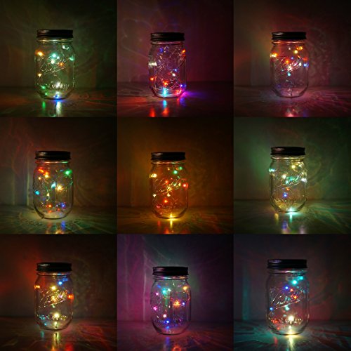 Decorman Solar Mason Jar Lid Lights, 6 Pack 10 LED Waterproof String Fairy Star Firefly Jar Lids Lights for Patio Garden Yard Lawn Party Wedding Christmas Decoration(Jars & Hangers Not Included)