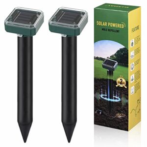 ellassay mole repellent solar powered 2 pack sonic mole deterrent spikes,snake gopher vole repellent for lawn garden & yard,gopher deterrent,groundhog repeller